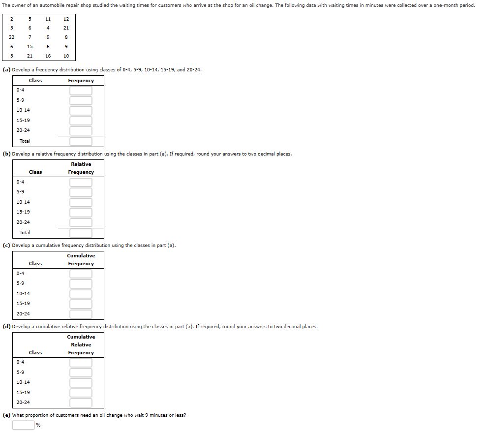 Solved (a) ﻿Develop a frequency distribution using classes | Chegg.com