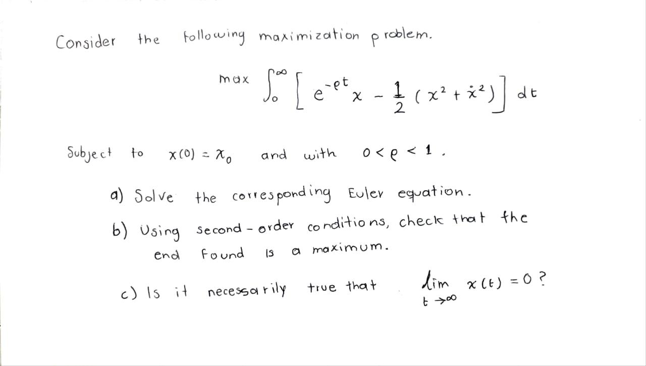 Solved Consider the following maximization problem. | Chegg.com