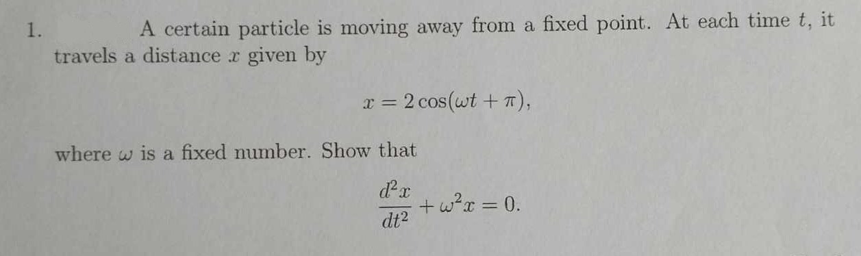 Solved 1. A certain particle is moving away from a fixed | Chegg.com