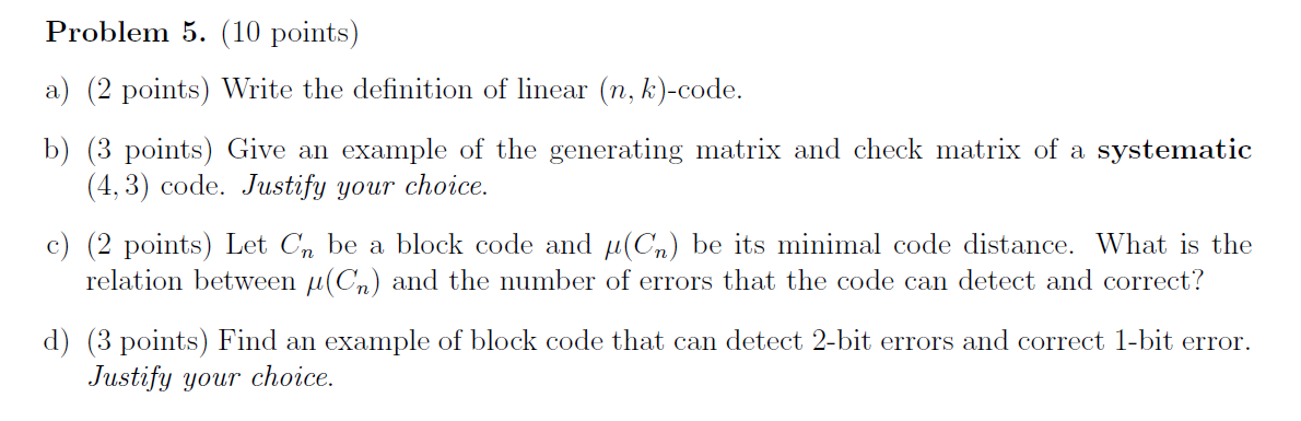 Solved Problem 5. (10 points) a) (2 points) Write the | Chegg.com