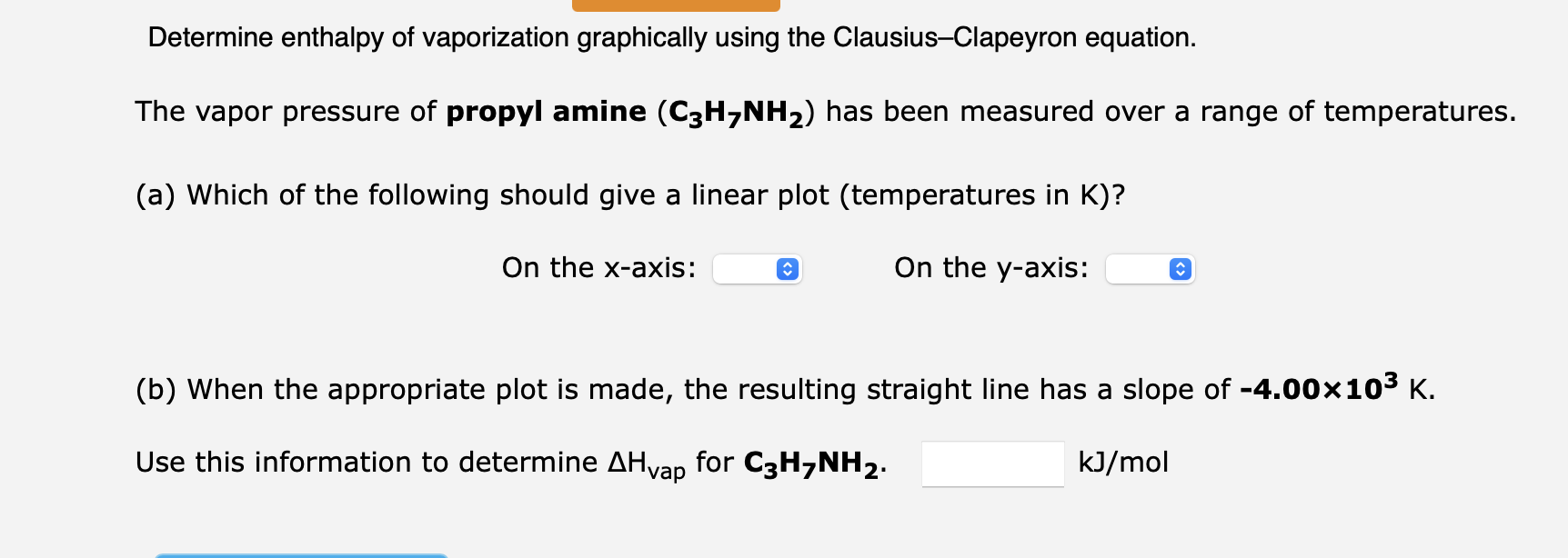 Solved Determine enthalpy of vaporization graphically using | Chegg.com
