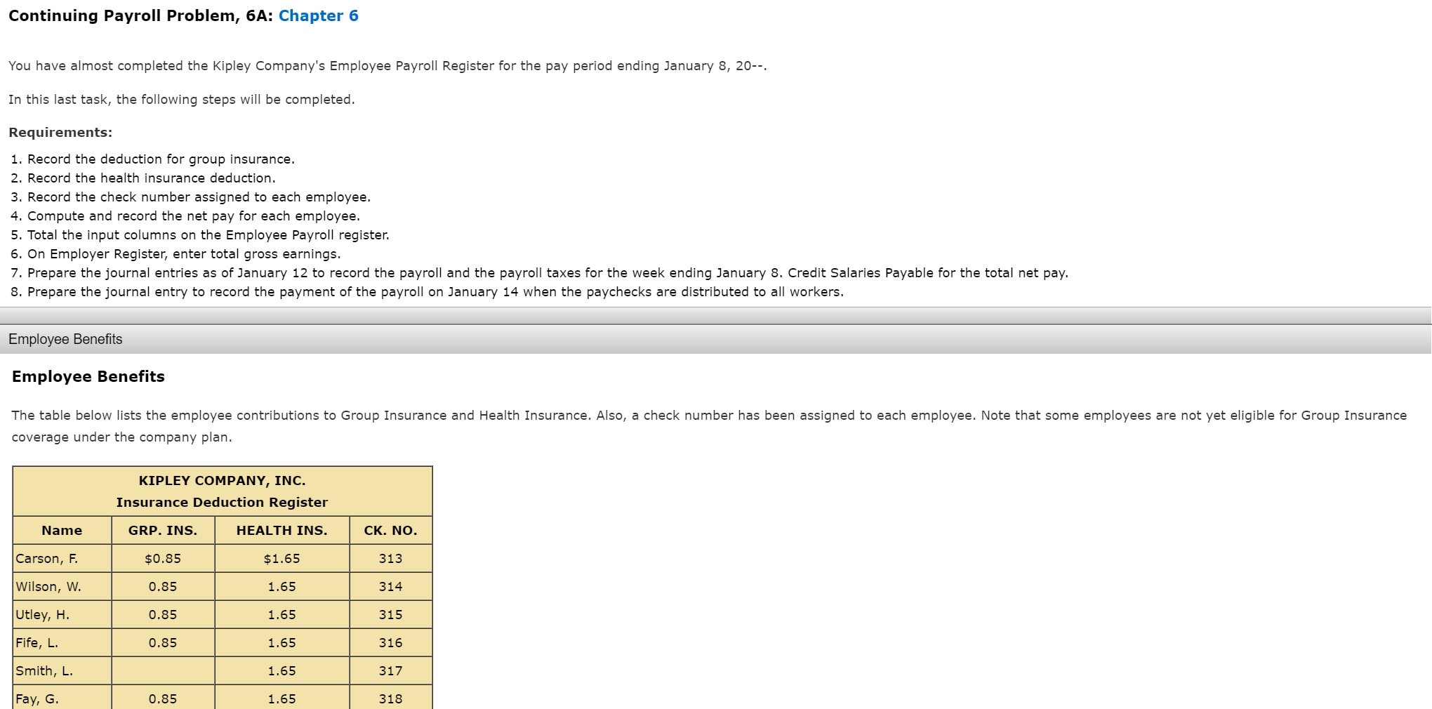 Solved Continuing Payroll Problem, 6A: Chapter 6 You have | Chegg.com