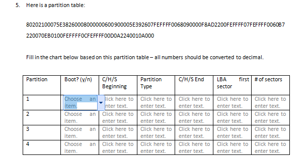 5. Here is a partition table | Chegg.com