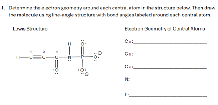 Solved Determine the electron geometry around each central | Chegg.com
