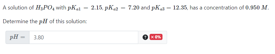 Solved A solution of H3PO4 with pKa1=2.15,pKa2=7.20 and | Chegg.com
