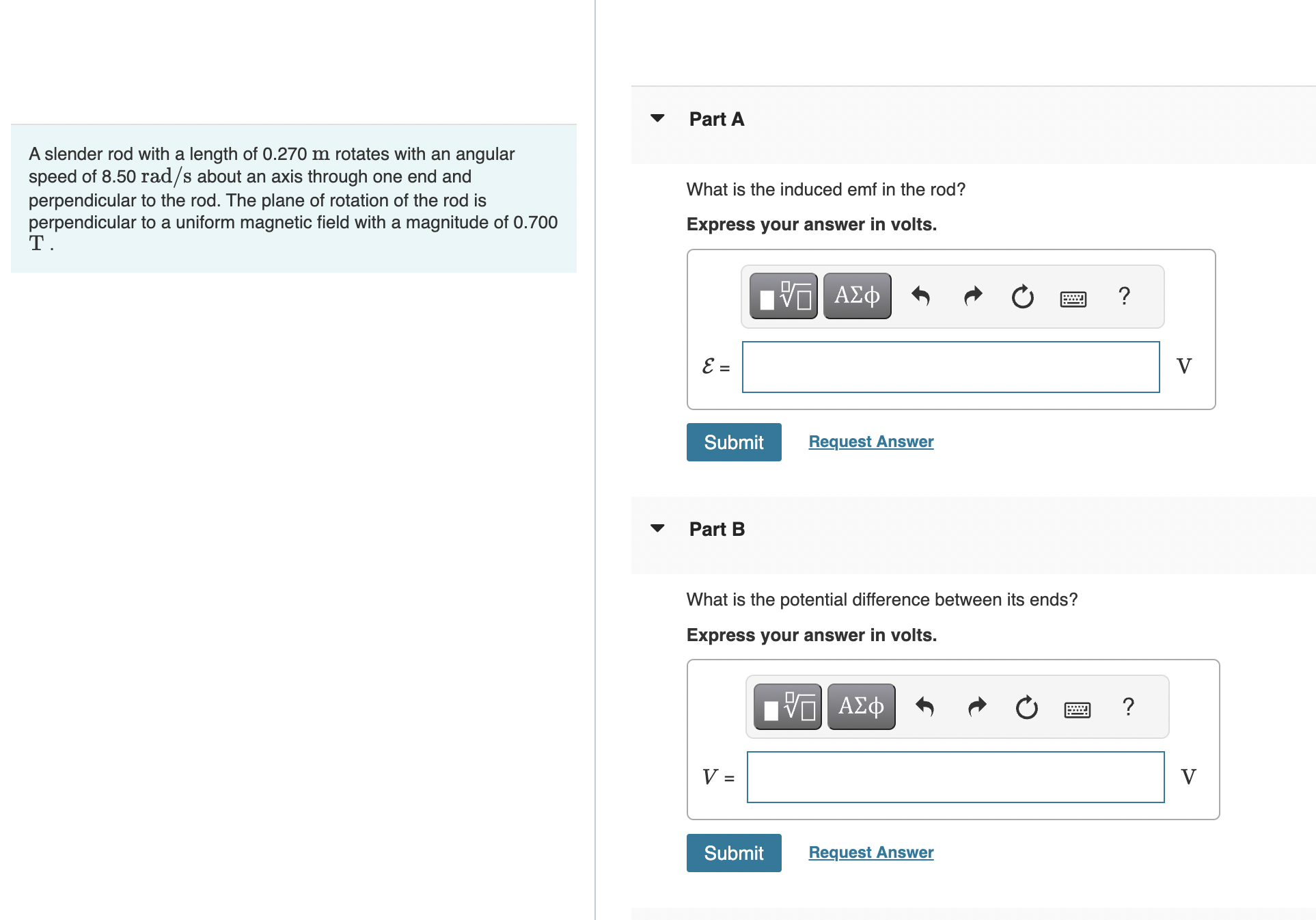 Solved A slender rod with a length of 0.270 m rotates with | Chegg.com