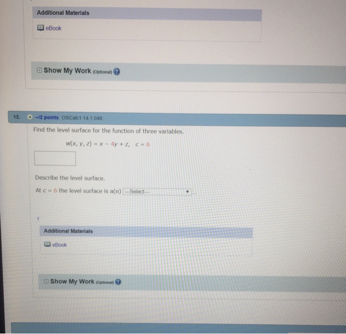Solved Find the level surface for the function of three | Chegg.com