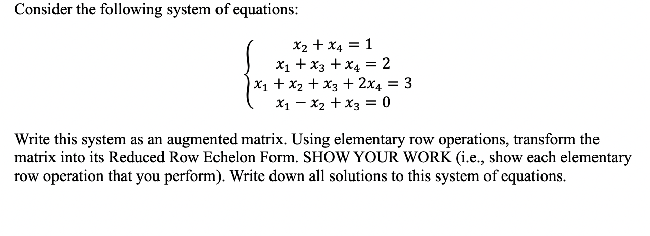 Solved Consider the following system of equations: | Chegg.com