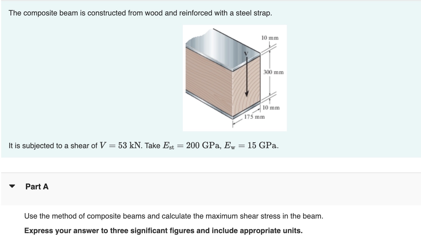 Solved The composite beam is constructed from wood and | Chegg.com