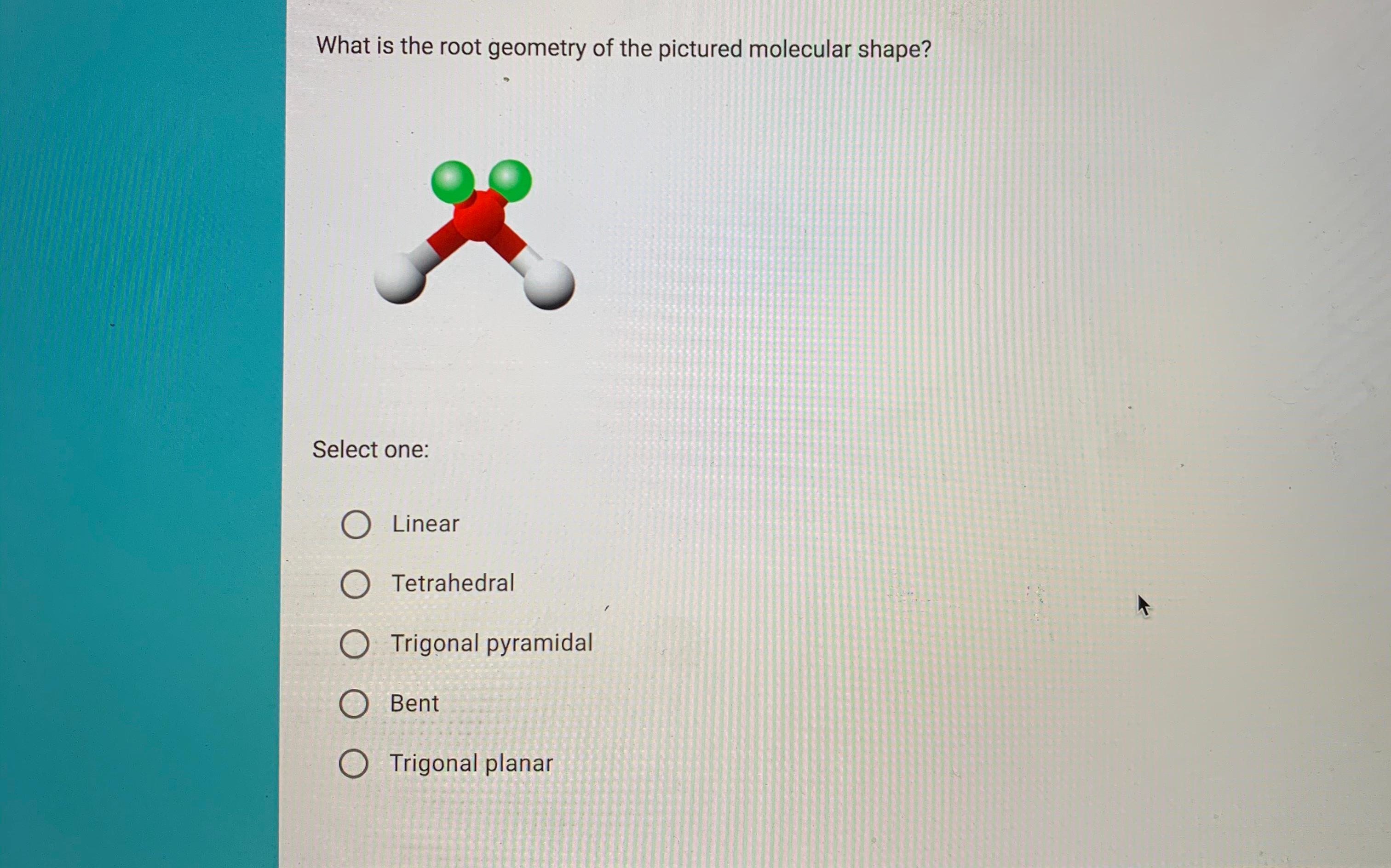 Solved What is the root geometry of the pictured molecular | Chegg.com