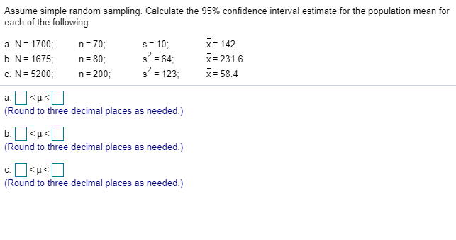 Solved Assume simple random sampling. Calculate the 95% | Chegg.com