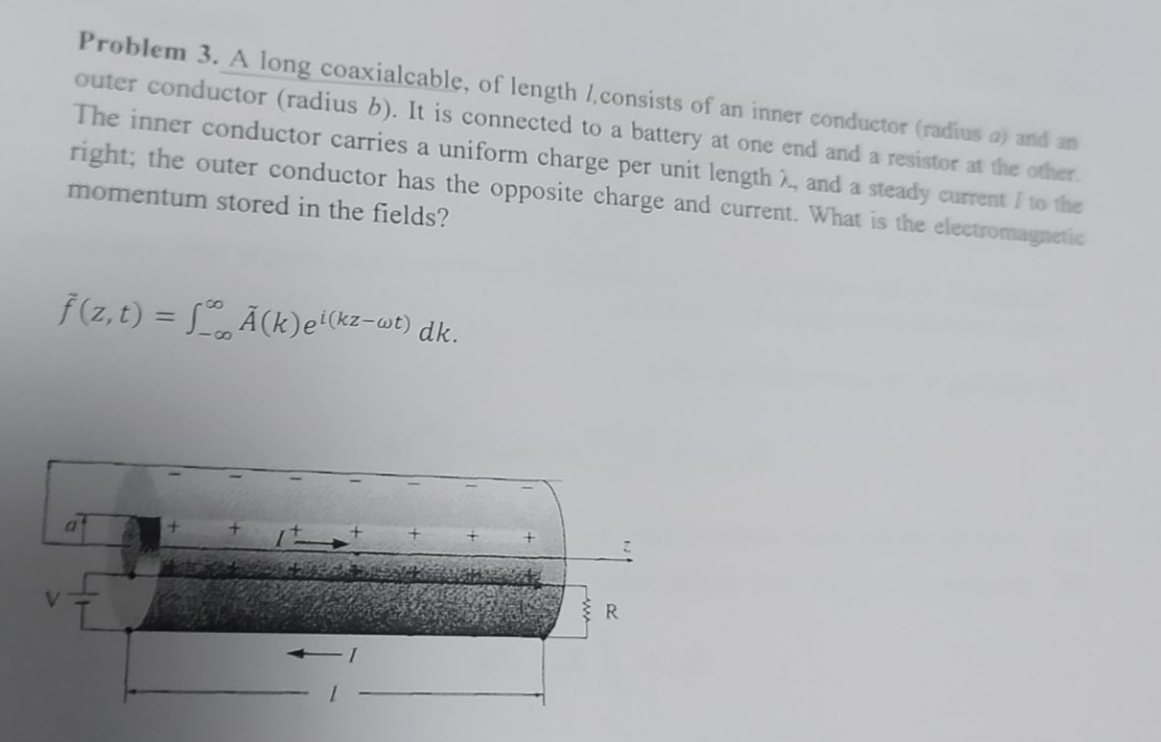 Solved Problem 3. ﻿A long coaxialcable, of length l, | Chegg.com