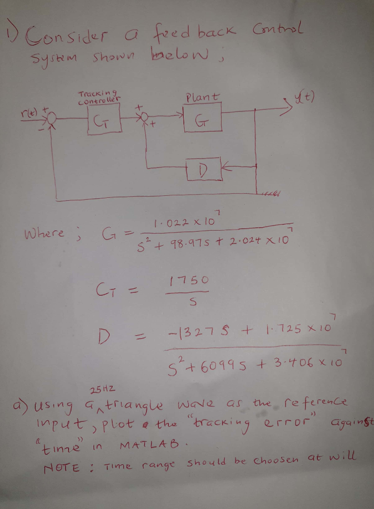 Solved 1 Control Consider a feed back System shown below ; | Chegg.com