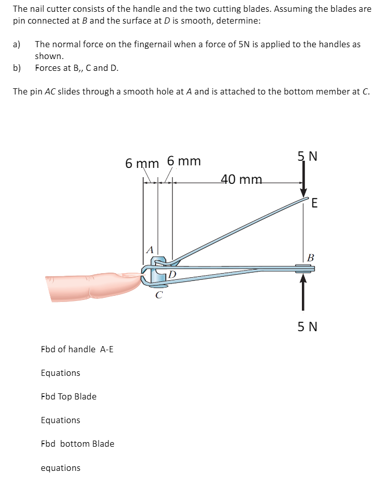 Solved The nail cutter consists of the handle and the two | Chegg.com