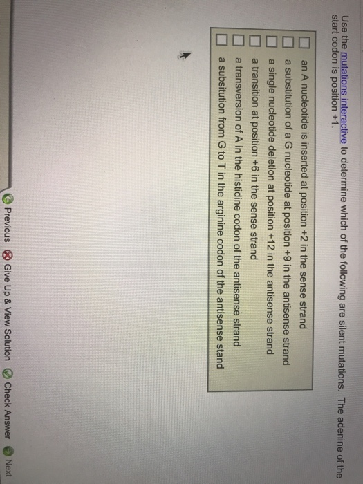Solved Use The Mutations Interactive To Determine Which Of
