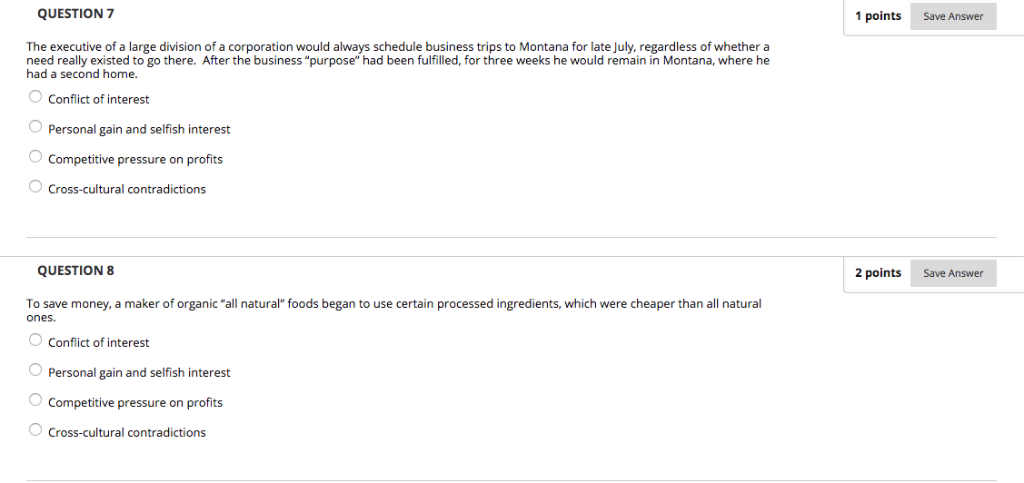 Solved QUESTION7 1 points Save Answer The executive of a | Chegg.com