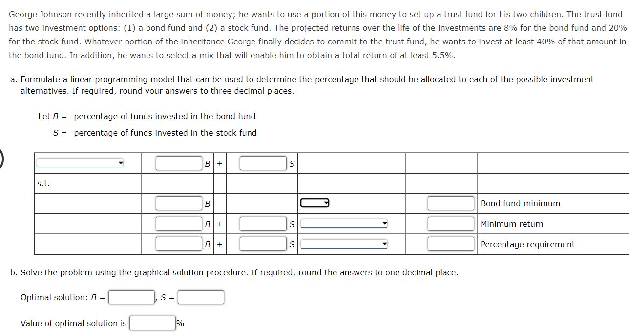 Solved George Johnson recently inherited a large sum of | Chegg.com