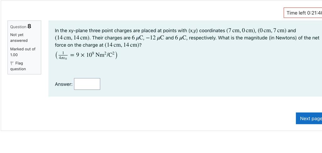Solved In the xy-plane three point charges are placed at | Chegg.com