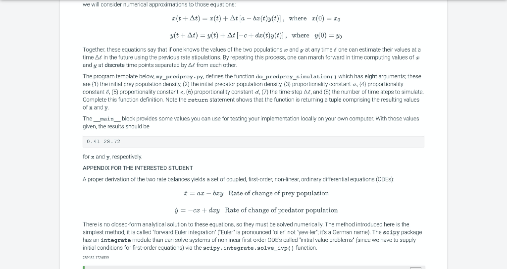 Predator-Prey Simulation Population balance models | Chegg.com