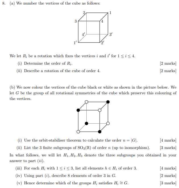Solved 8. (a) We number the vertices of the cube as follows: | Chegg.com