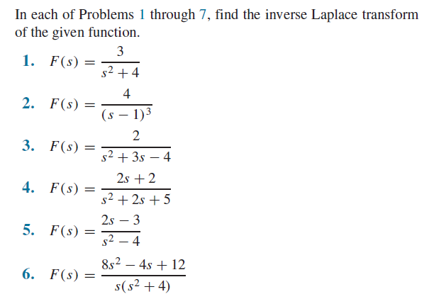 Solved In each of Problems 1 through 7 , find the inverse | Chegg.com