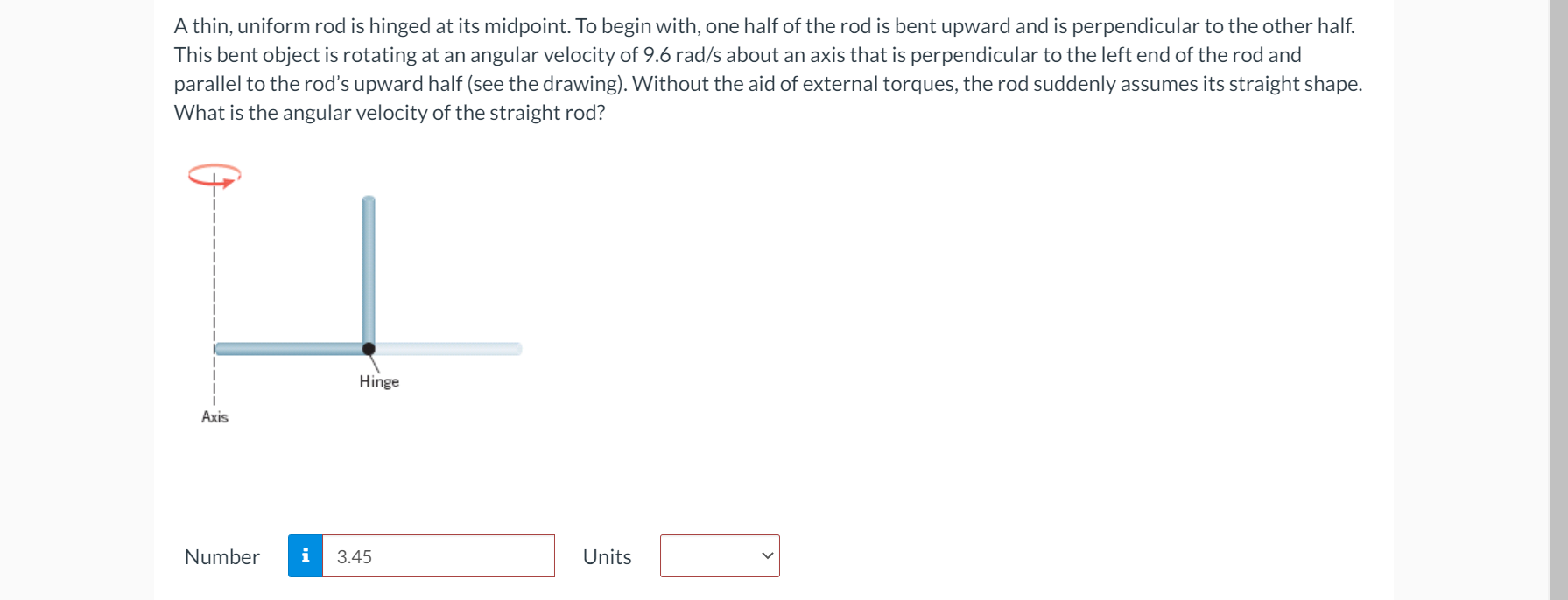 Solved A thin, uniform rod is hinged at its midpoint. To | Chegg.com