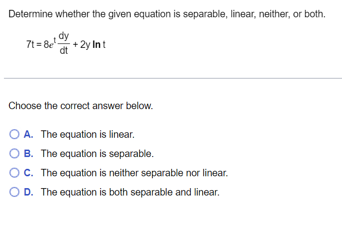 Solved Determine whether the given equation is separable, | Chegg.com