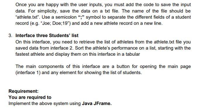 Solved System specifications: 1. Interface one: Main page | Chegg.com