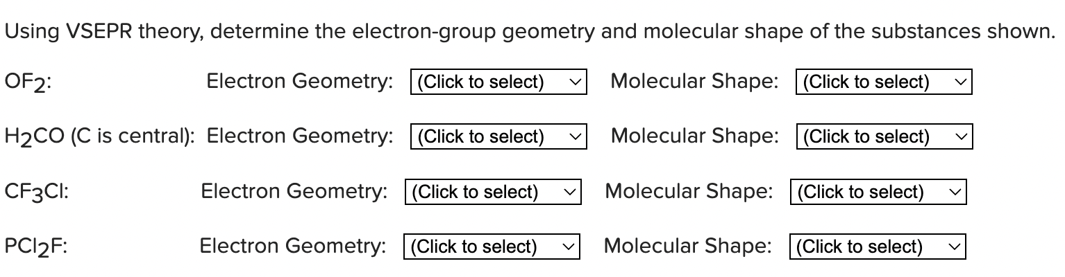 Solved Using VSEPR theory, determine the electron-group | Chegg.com
