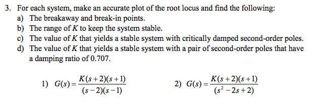 Solved 3. For each system, make an accurate plot of the root | Chegg.com