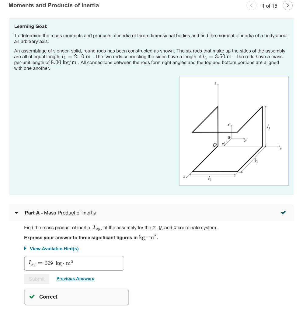 Solved Moments and Products of Inertia 1 of 15 Learning | Chegg.com
