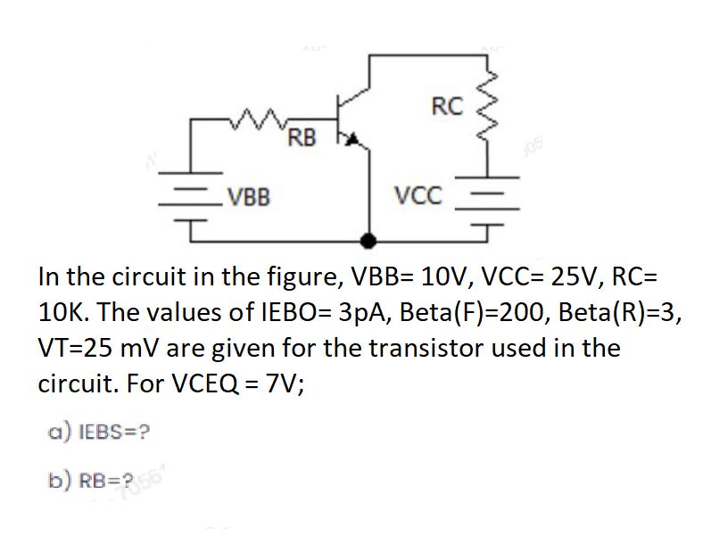 Solved RC RB JOS VBB VCC J In the circuit in the figure, | Chegg.com