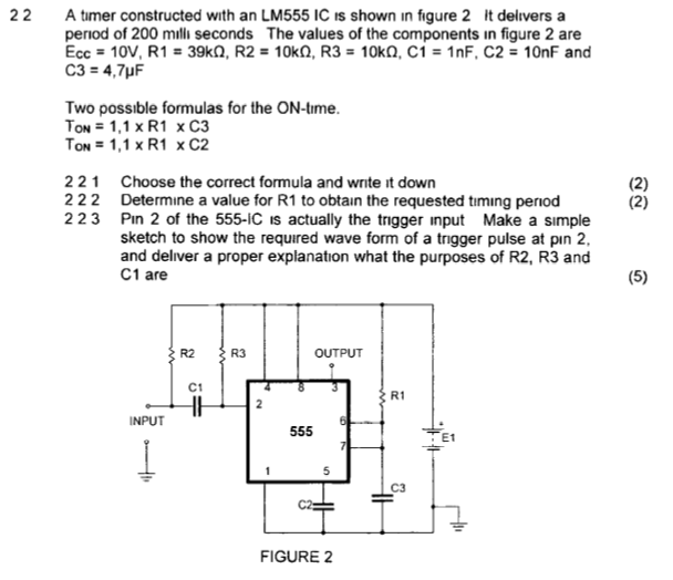Solved 22 A timer constructed with an LM555 IC is shown in | Chegg.com