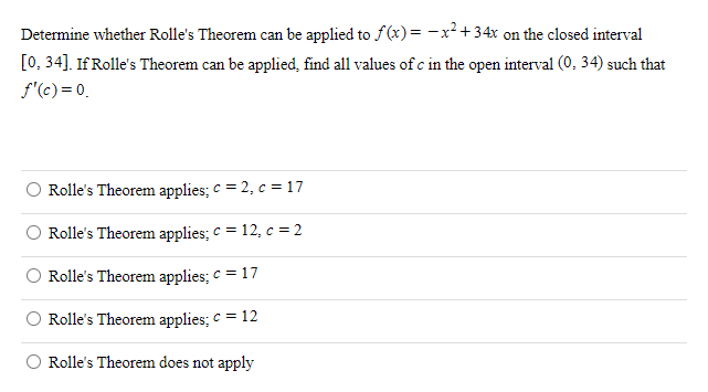 Solved Determine whether Rolle's Theorem can be applied to | Chegg.com