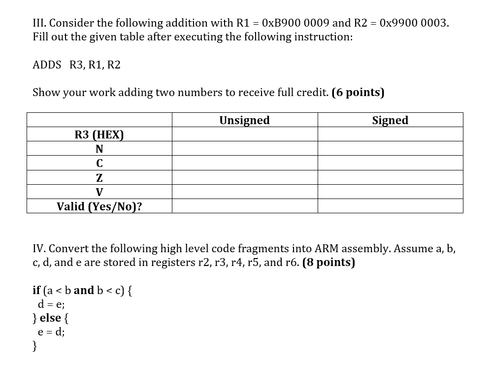 Solved III. Consider the following addition with R1 = 0xB900 | Chegg.com