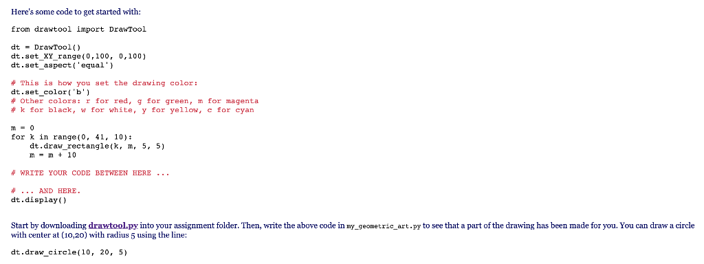 4. In my_geometric_art.py, write code to use drawtool | Chegg.com