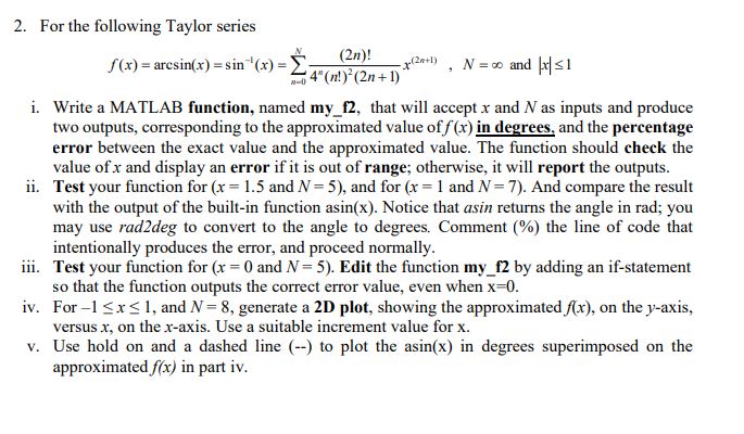 Solved 20+1) 2. For the following Taylor series f(x) = | Chegg.com