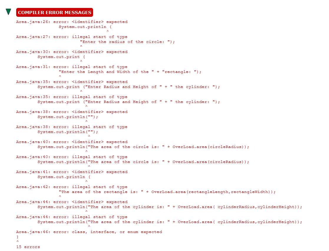 Solved Java Need Help With Some Errors The Question Area