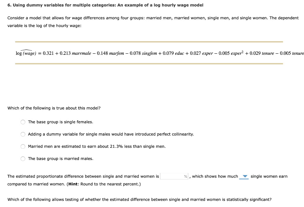 Solved 6. Using dummy variables for multiple categories: An | Chegg.com