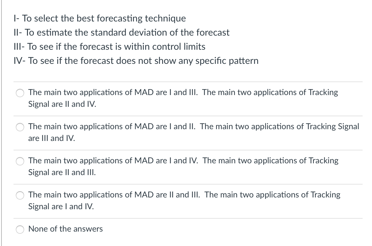 Solved |- To select the best forecasting technique 11- To | Chegg.com