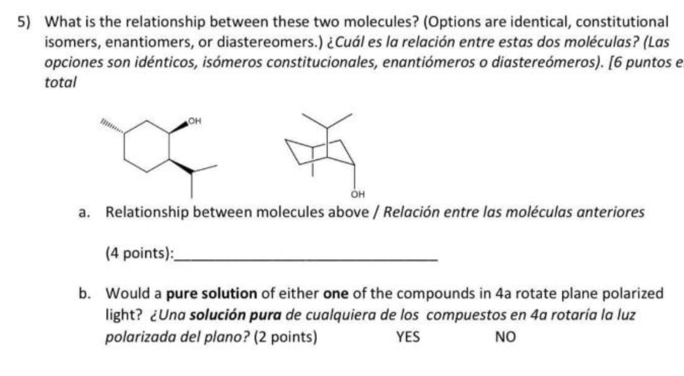 Solved What is the relationship between these two molecules? | Chegg.com