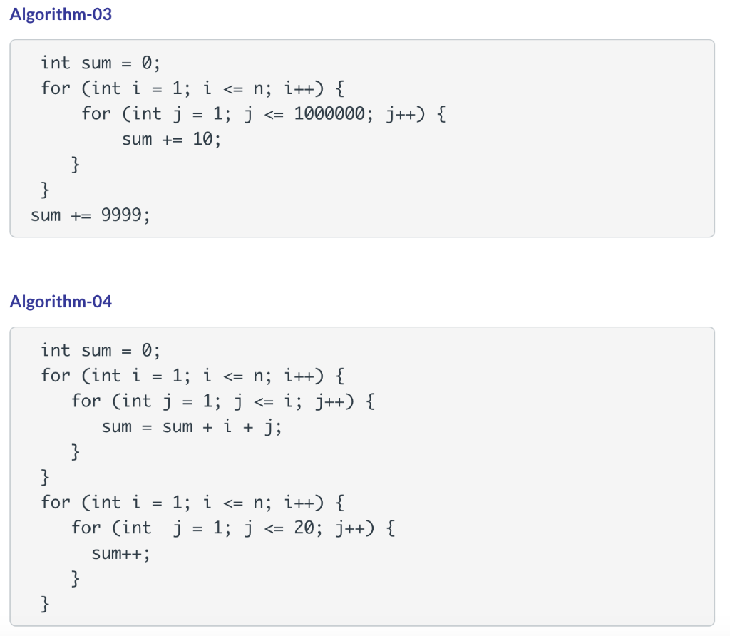 Solved Find the worst case runtime f(n) for the following | Chegg.com