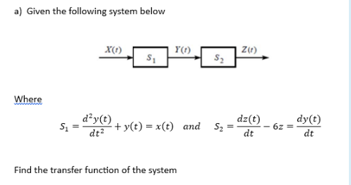 Solved a) ﻿Given the following system | Chegg.com