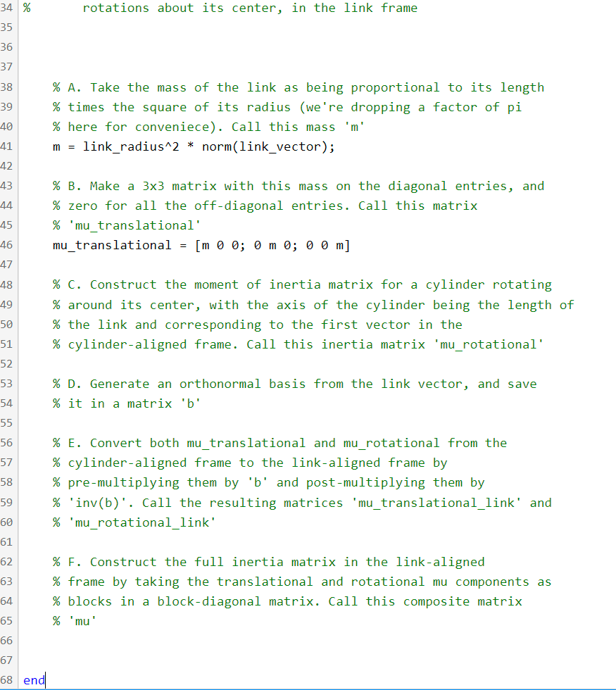 Solved Do In Matlab Calculate The Inertia Matrix For A 