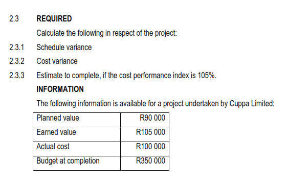 Solved 3 REQUIRED Calculate the following in respect of the | Chegg.com