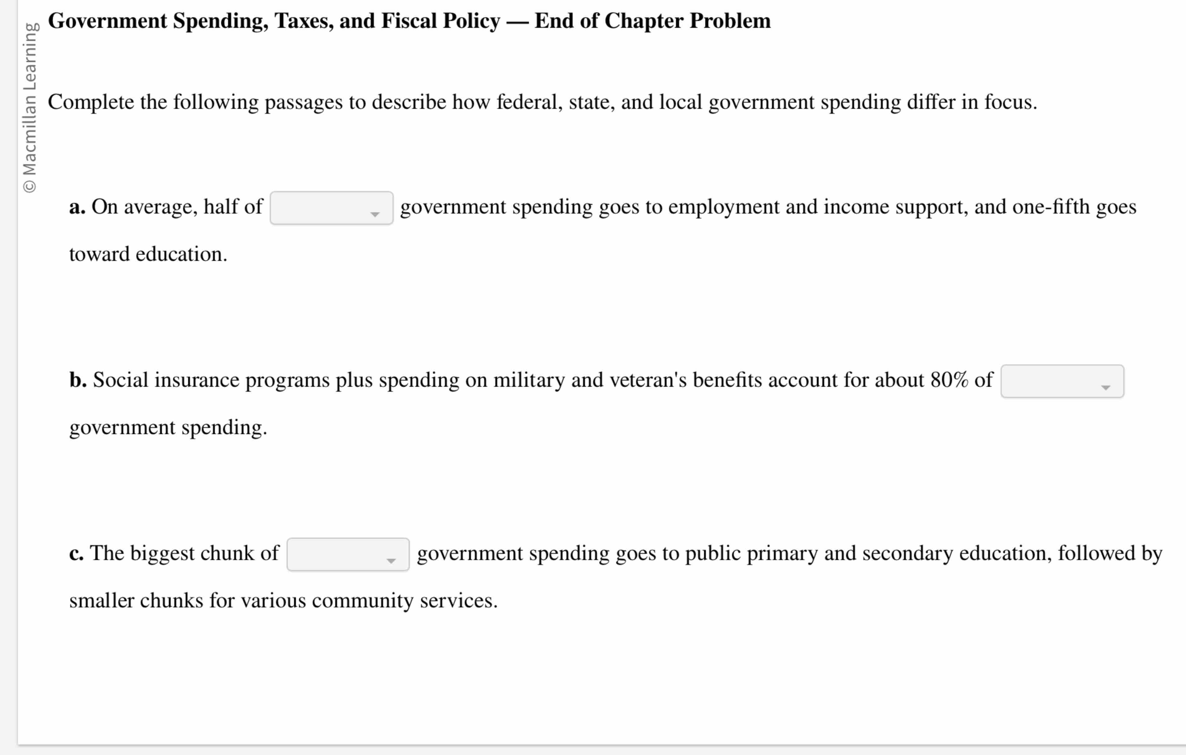 Solved Government Spending, Taxes, and Fiscal Policy — ﻿End | Chegg.com