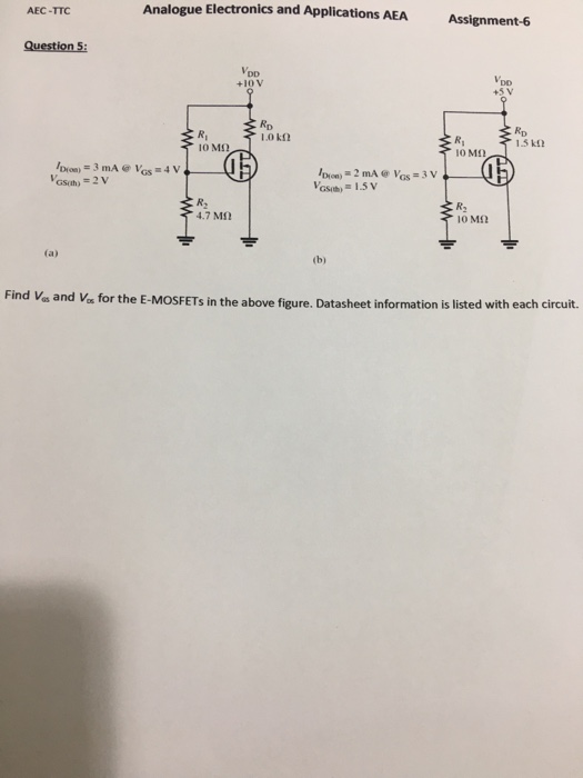 Solved Analogue Electronics and Applications AEA | Chegg.com