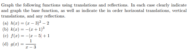 Solved Graph the following functions using translations and | Chegg.com