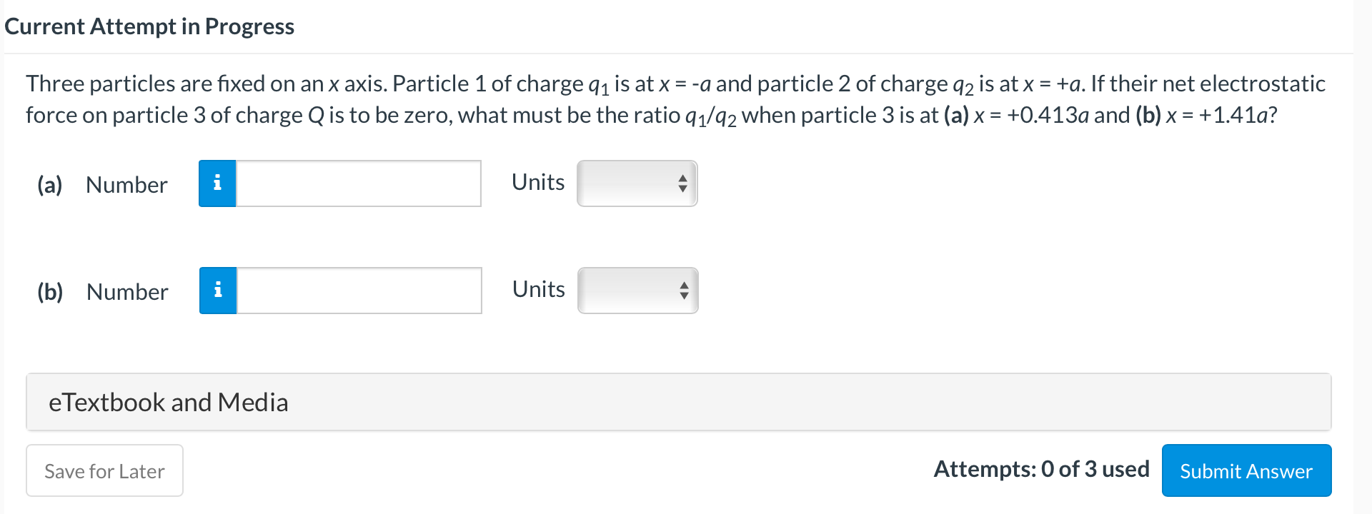 Solved Current Attempt in Progress Three particles are fixed | Chegg.com