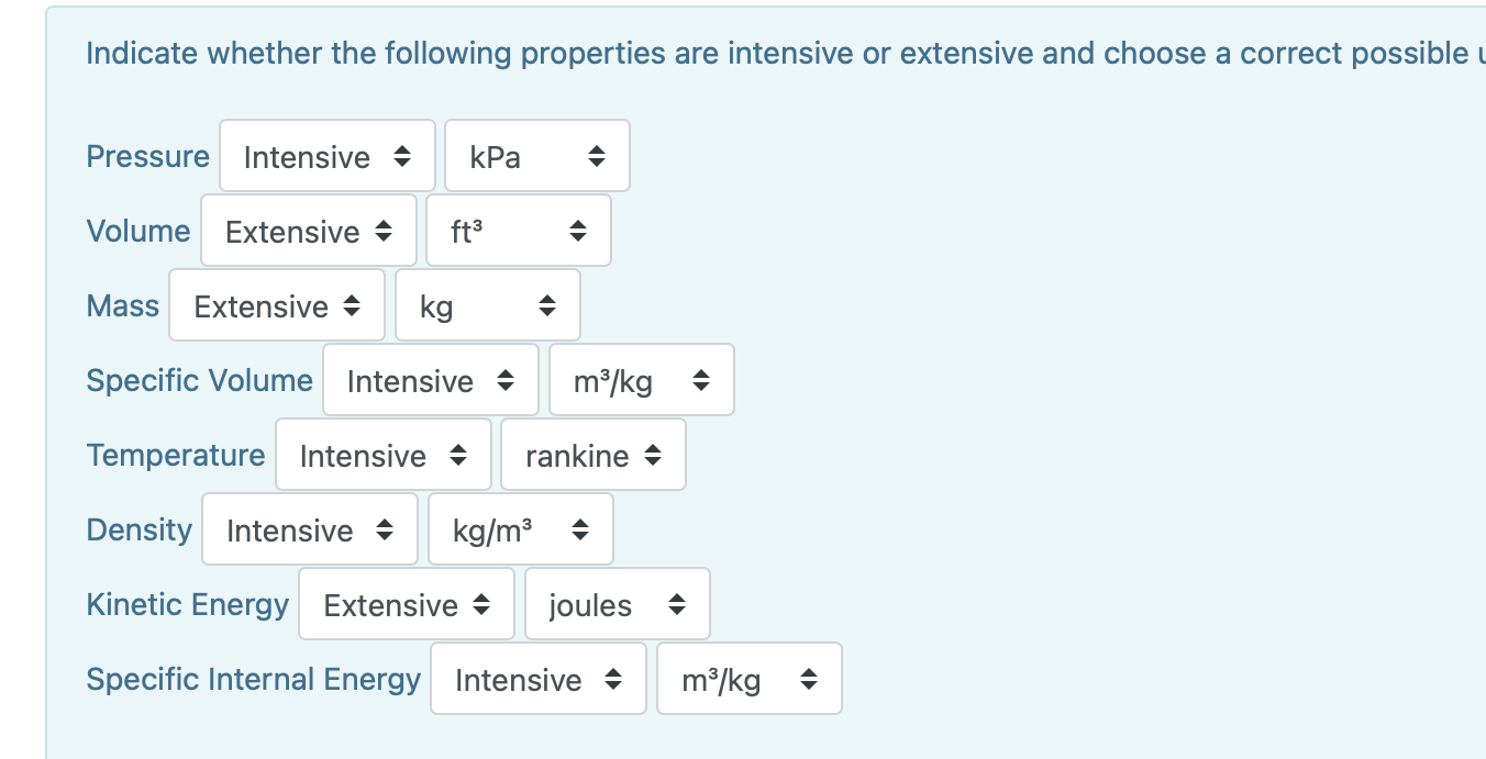 Solved Indicate whether the following properties are | Chegg.com